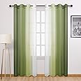 Amazon.com: DWCN Faux Linen Ombre Sheer Curtains - Gradient Semi Voile Bedroom and Living Room ...