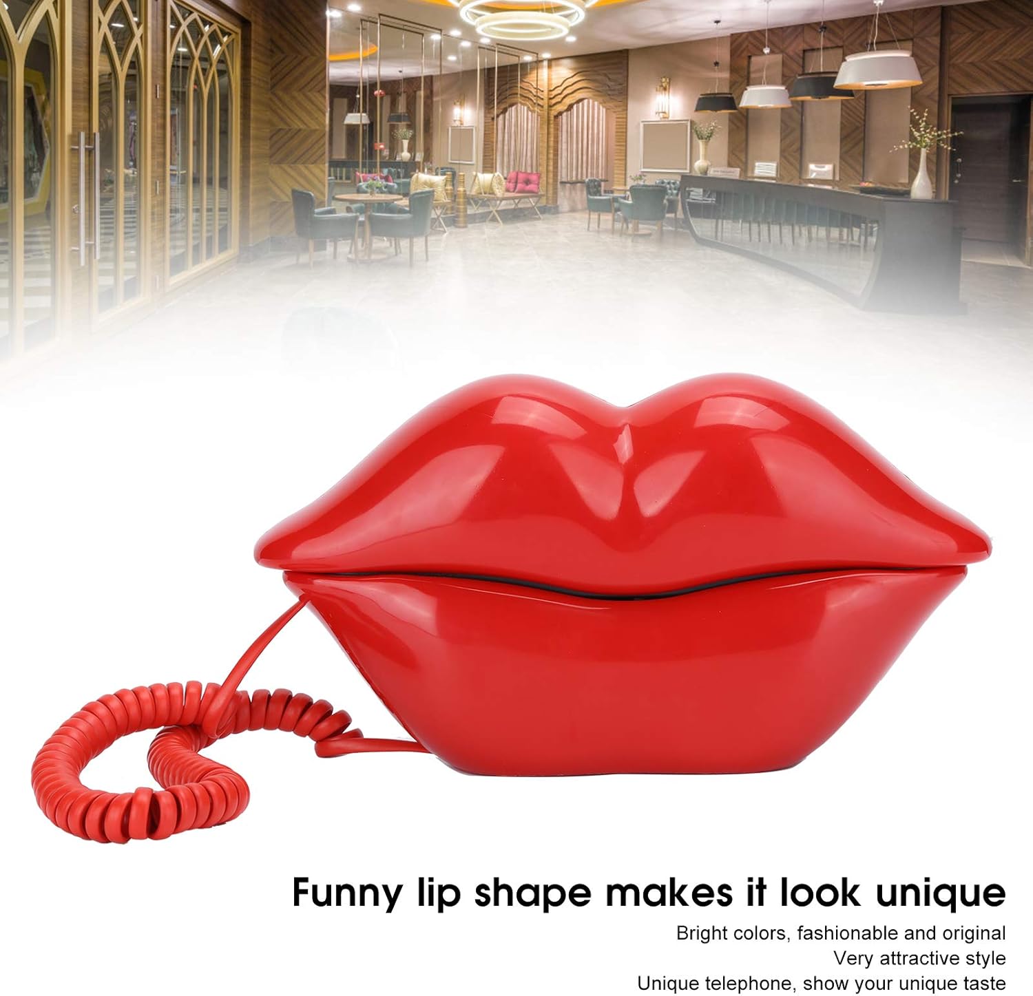 Landline Telephone, Corded Telehone Fashionable Funny Lip Shape ...