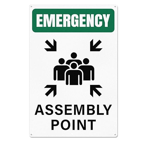 Emergency Assembly Point Sign with Pre-Drilled Holes 18 × 12 Inches ...