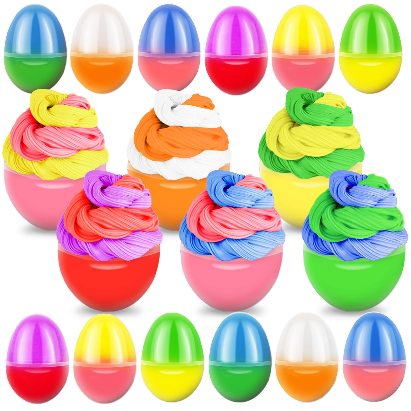 Dual Colored 18 Pack Easter Egg Fillers Butter Slime Kit,Easter Basket ...
