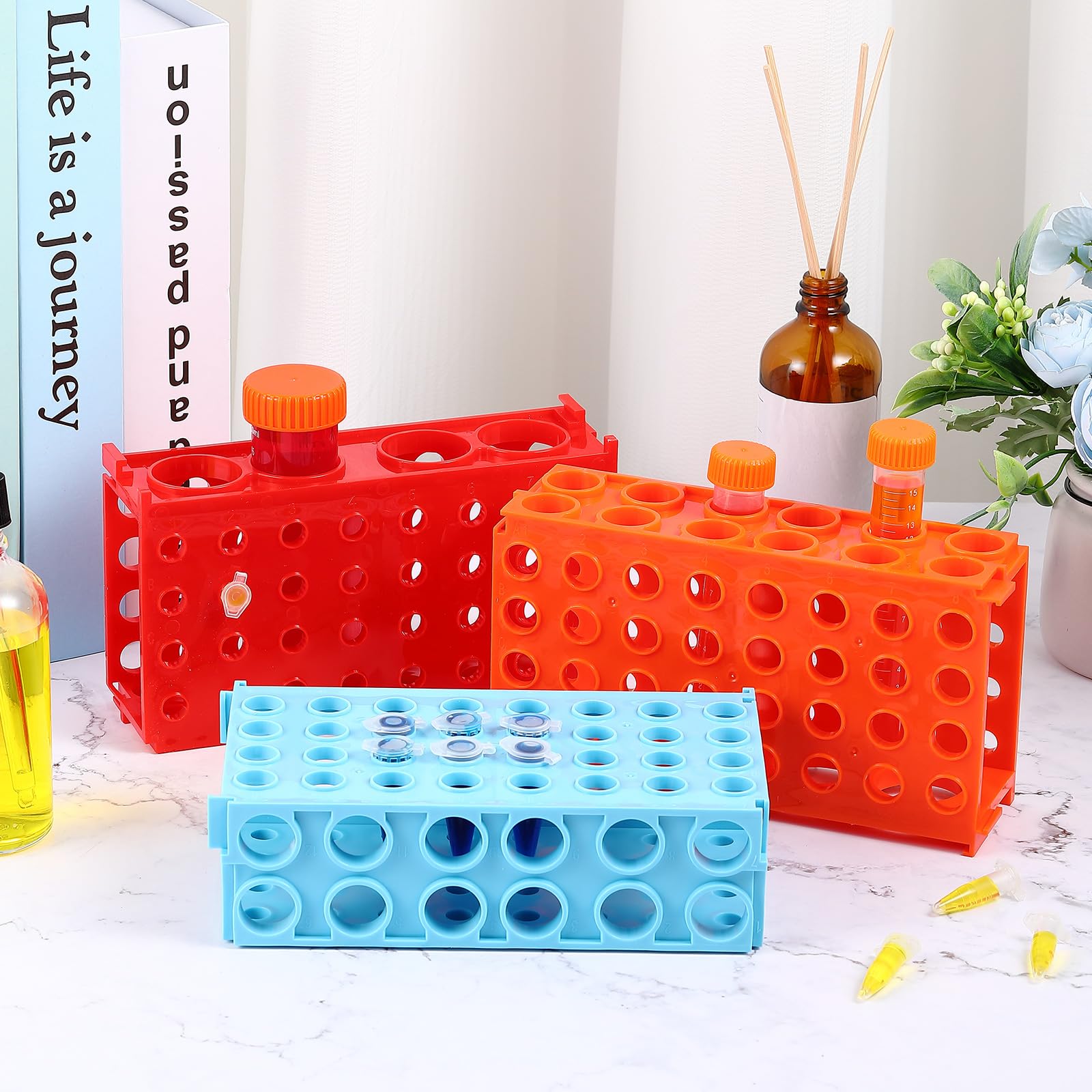 Tioncy 5 Pcs 4 Way Test Tube Rack Holder Plastic Lab Racks Assorted ...
