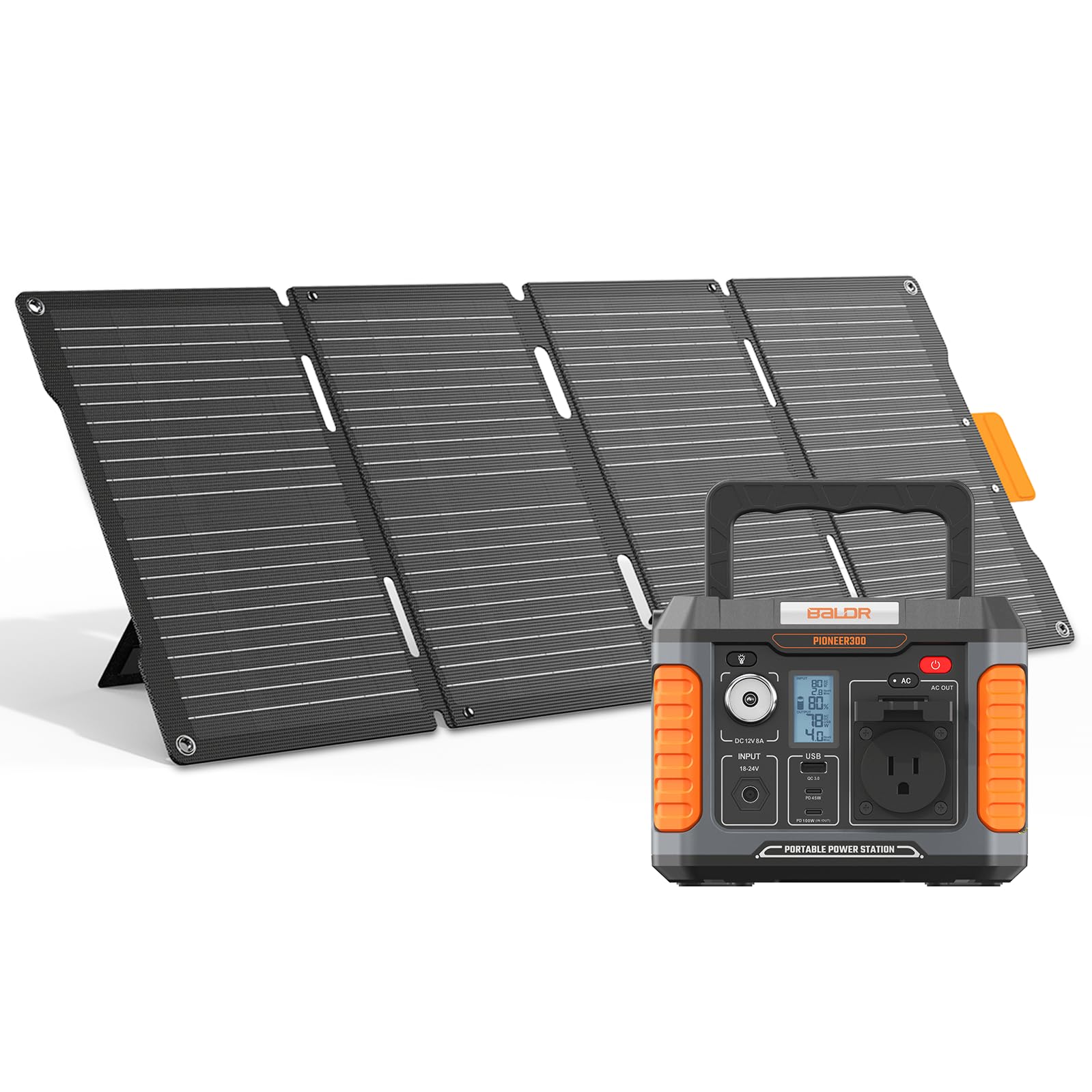 BALDR Solar Generator, 300W Portable Power Station with 60W Solar Panel ...