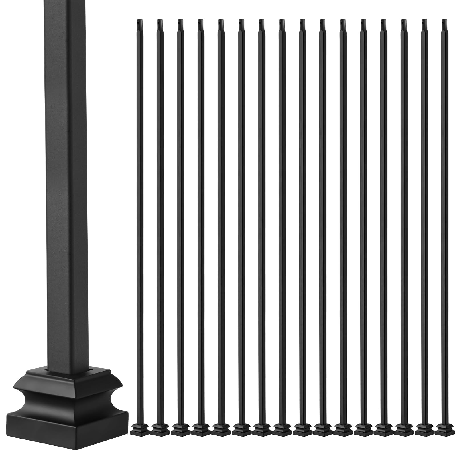 Therwen 10 Sets Wrought Iron Balusters, Hollow Plain Bar Balusters ...