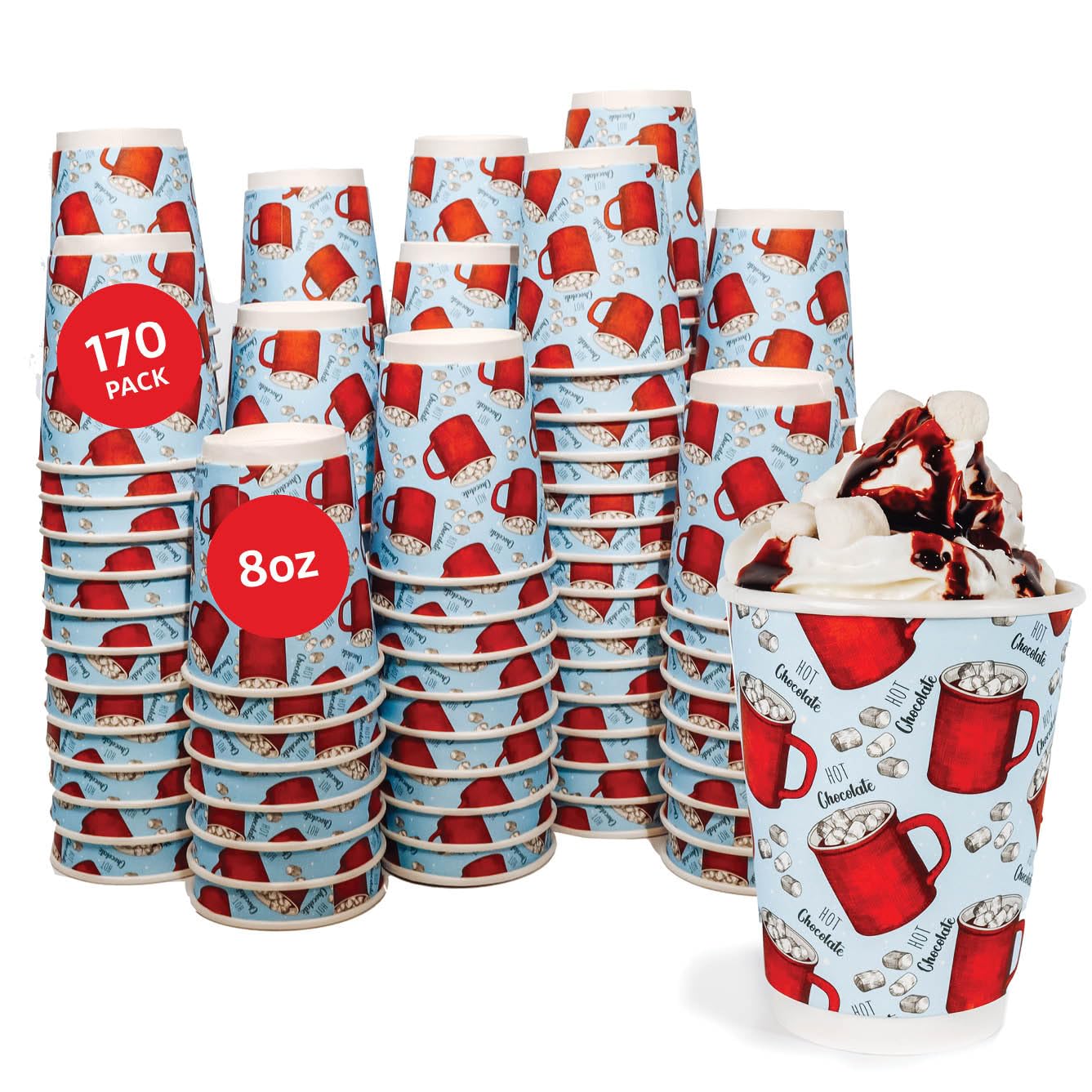Upper Midland Products [170 Cups 8 oz Disposable Hot Chocolate Cups ...