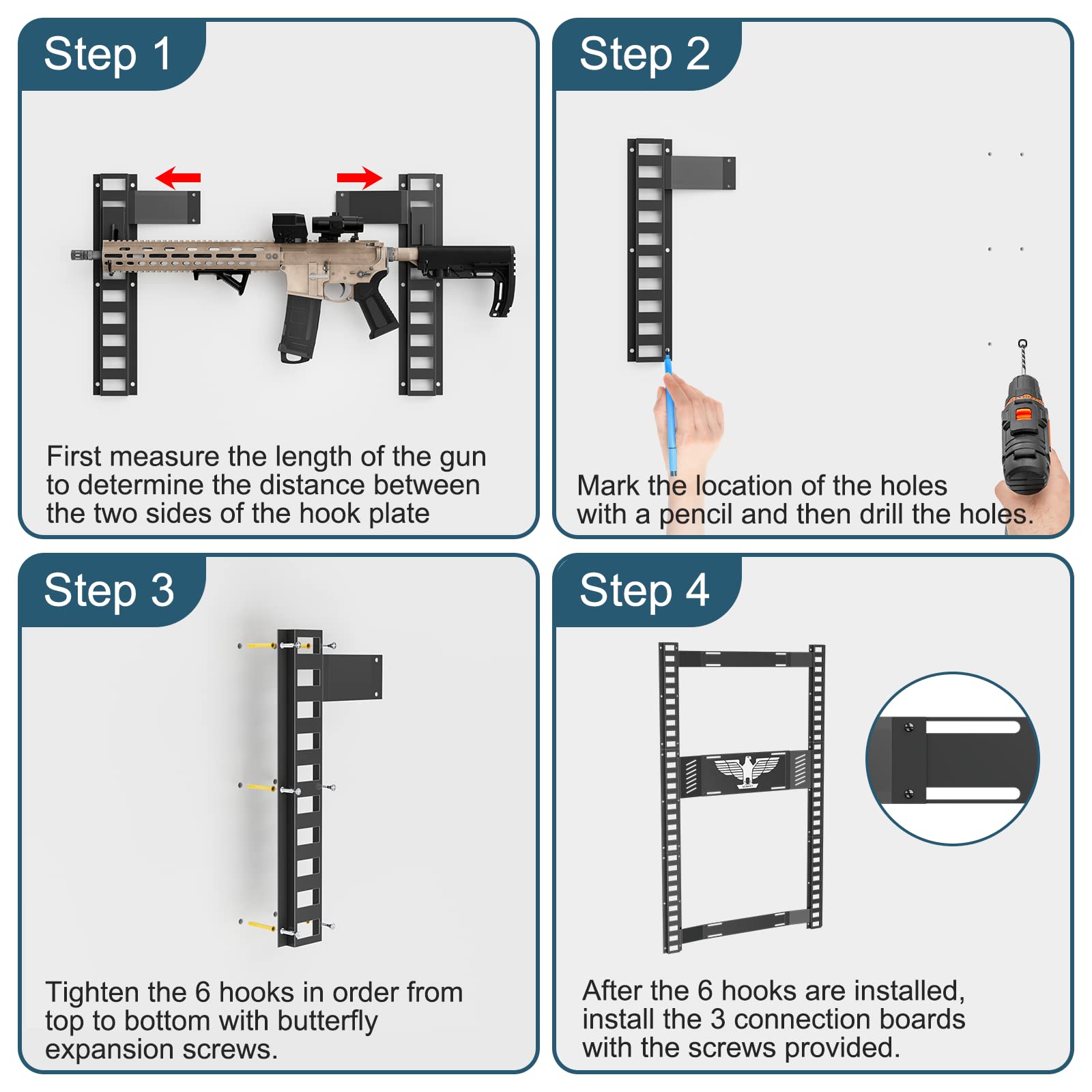 Nonkky Gun Racks, Horizontal Heavy Duty Steel Gun Racks for Wall ...