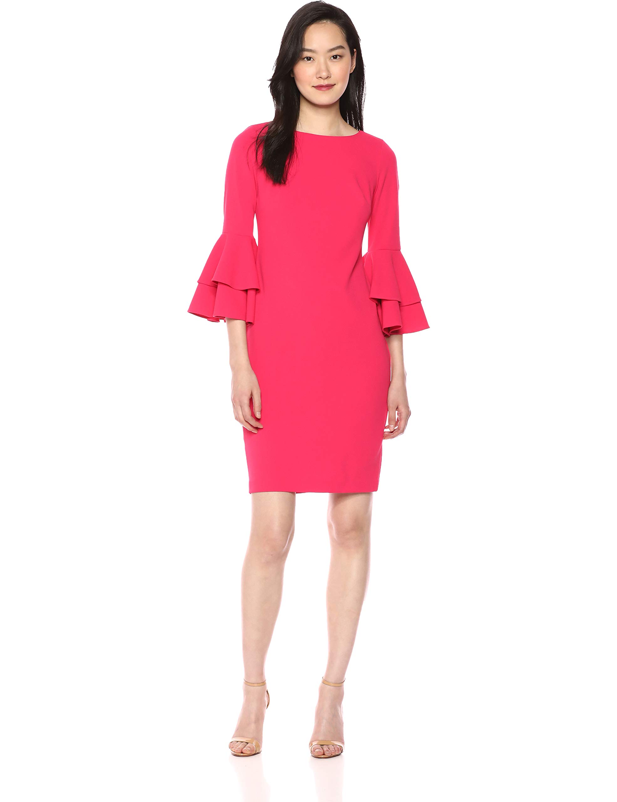Calvin Klein Women's Tiered Bell Sleeve Dress 6 Lipstick | eBay