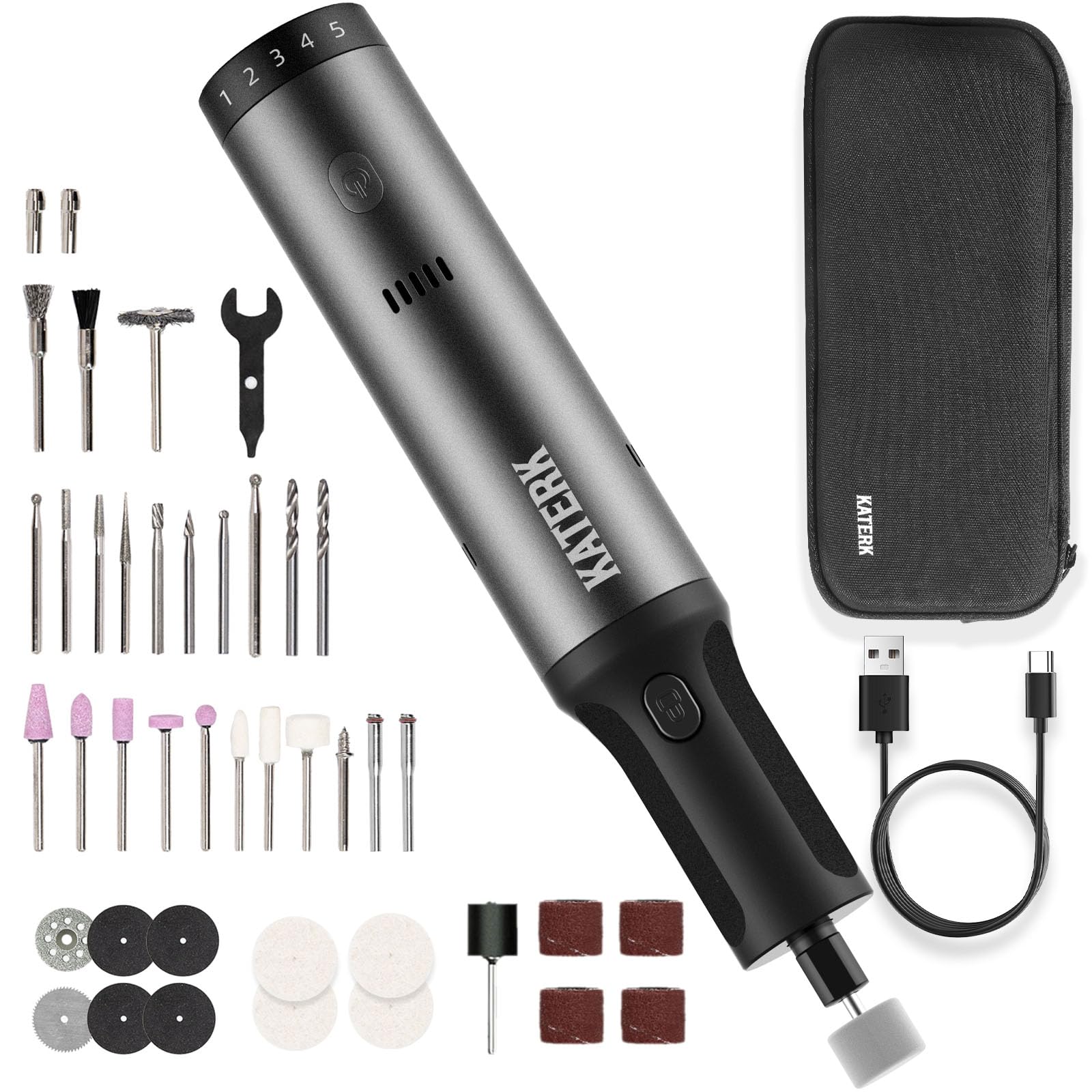 Katerk Cordless Rotary Tool, 7.2V 90W Aluminum Alloy Rechargeable ...