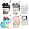 Amazon.com: Cobeda Overnight Oats Containers with Lids and Spoons and Clear Tote Bag, 4 Pack ...
