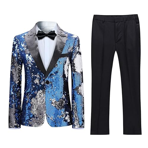 Boyland Boys 2 Pieces Suits Tuxedo Suit Shiny Sequins Peak Lapel Slim ...