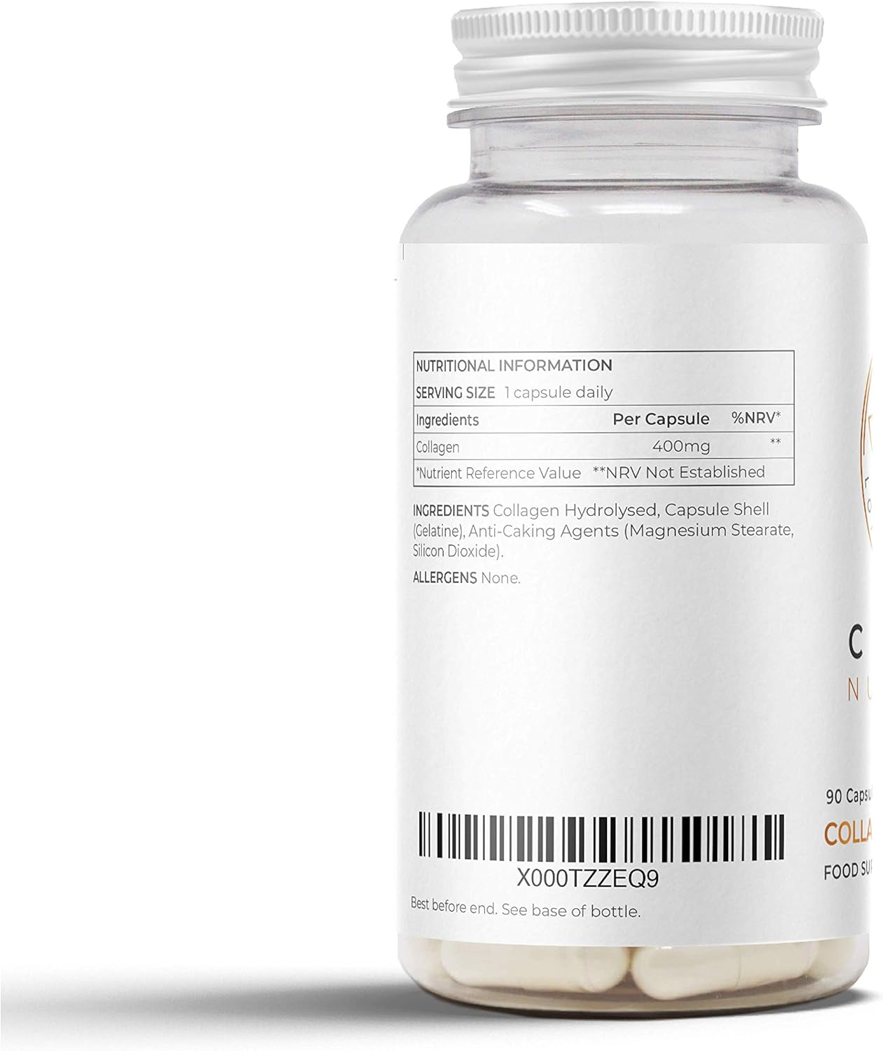 Collagen Hydrolysed Supplement, 90 Capsules. UK Manufactured by Cheeky ...