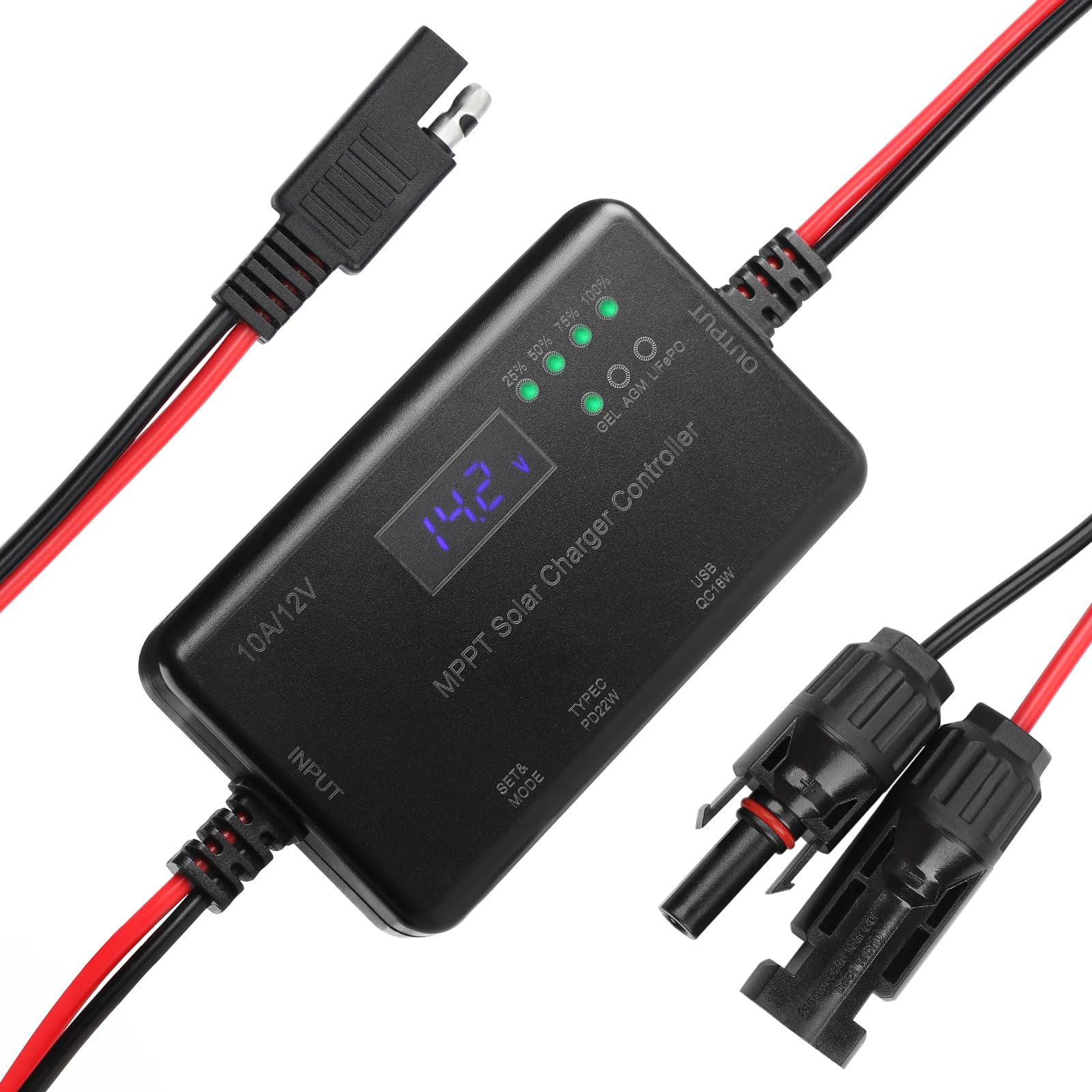 OXSUN MPPT Solar Charge Controller, 12V 10A Solar Panel Regulator with ...