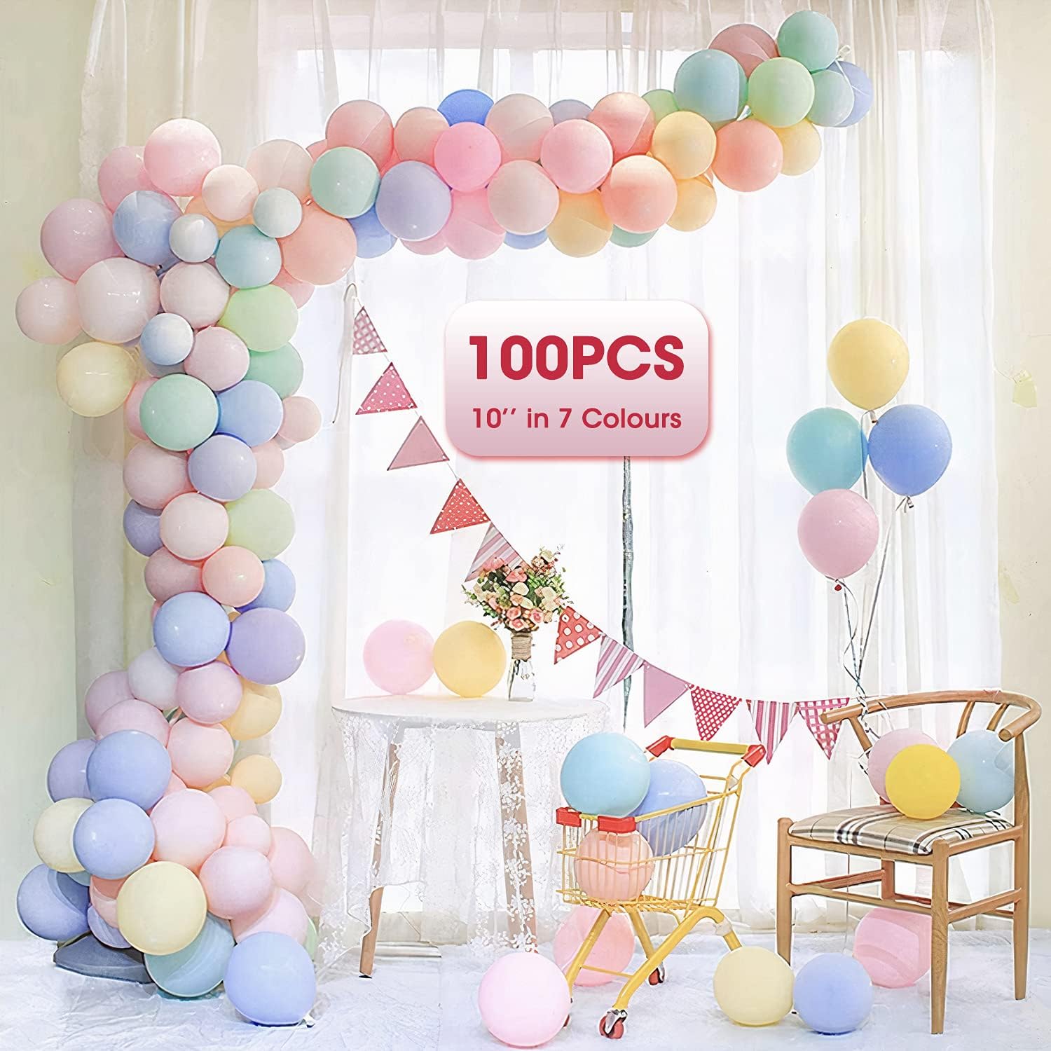 Adoremin Pastel Balloons 100PCS 10 Inch, Macaron Coloured Balloons ...