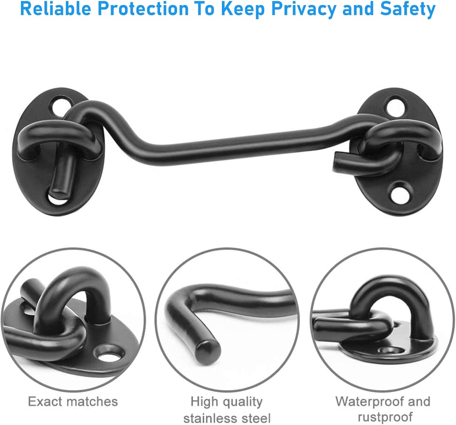 2 PCS 4 Inch Stainless Steel Door Latch Cabin Hook and Eye Latch Solid ...