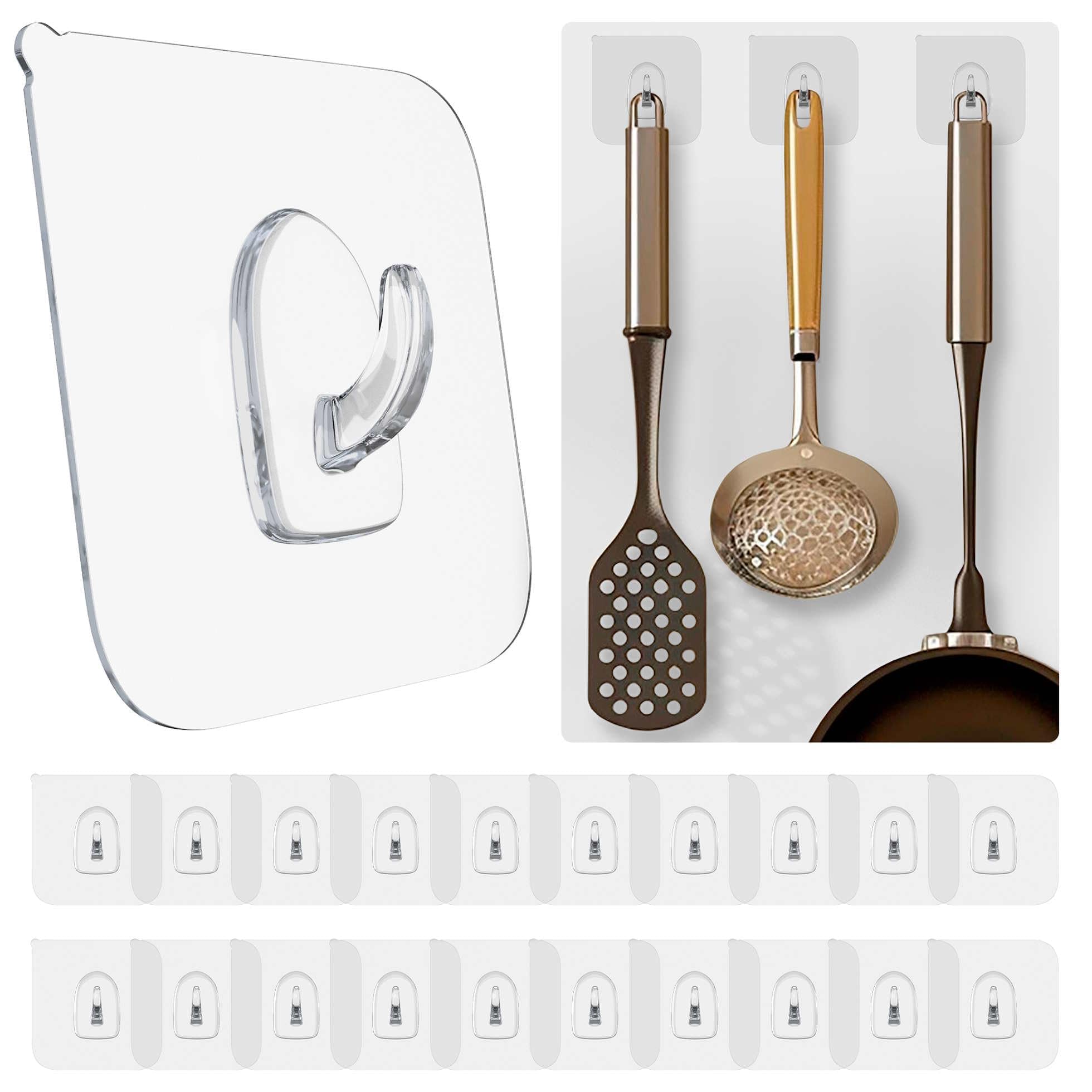 GLUIT Adhesive Plastic Clear Hooks Transparent Hook for The Drill-Free ...