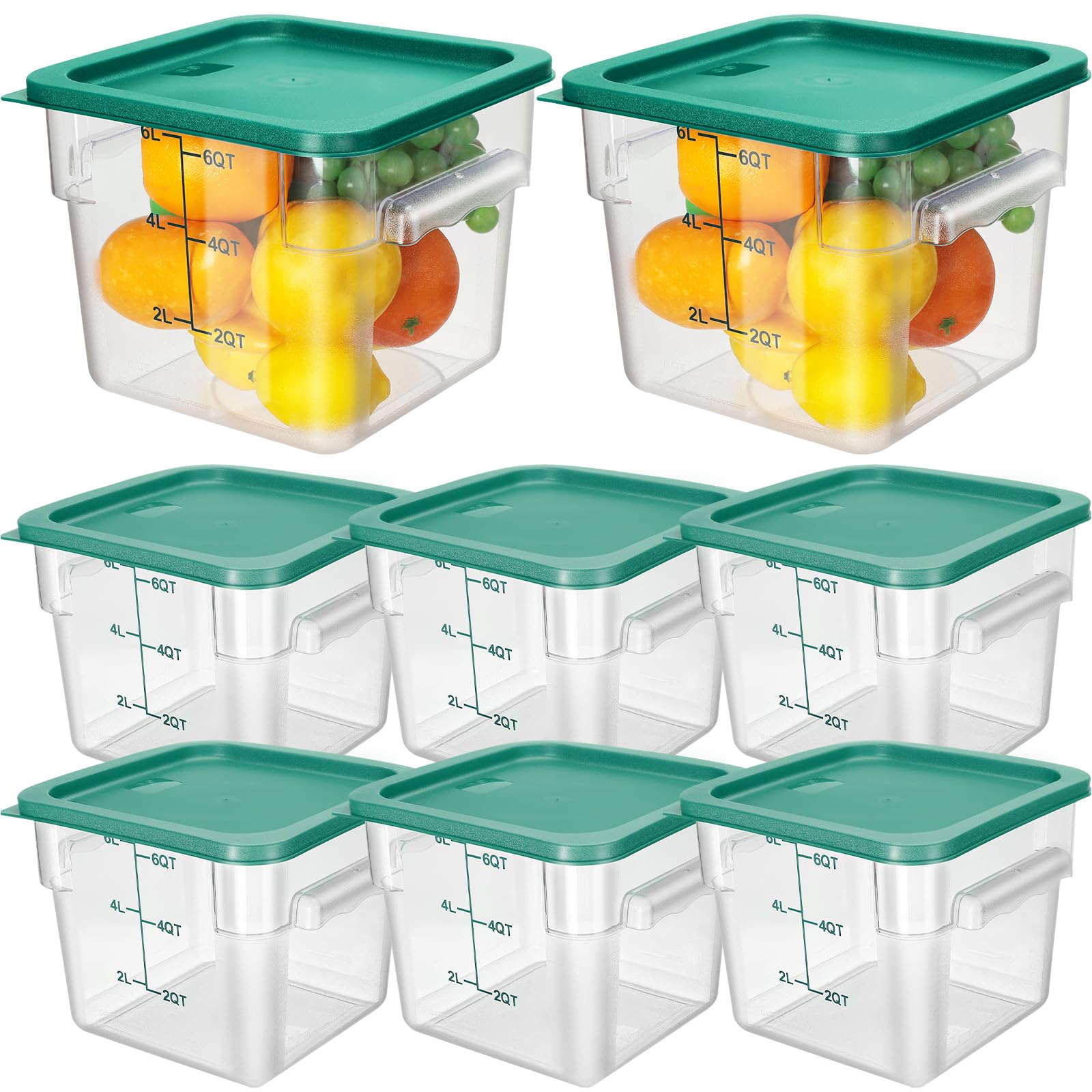 Lallisa 8 Pack 6 Qt Commercial Food Storage Containers with Lids and ...