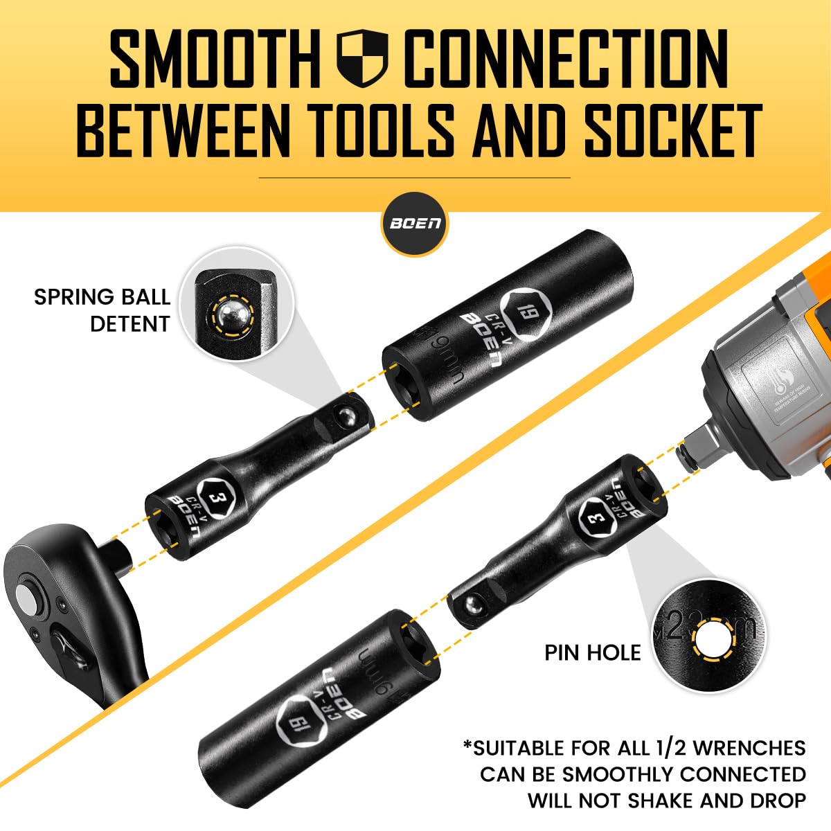 Mua boen 8mm-32mm 1/2” Drive Metric Socket Set, Impact Deep Socket, 6 ...