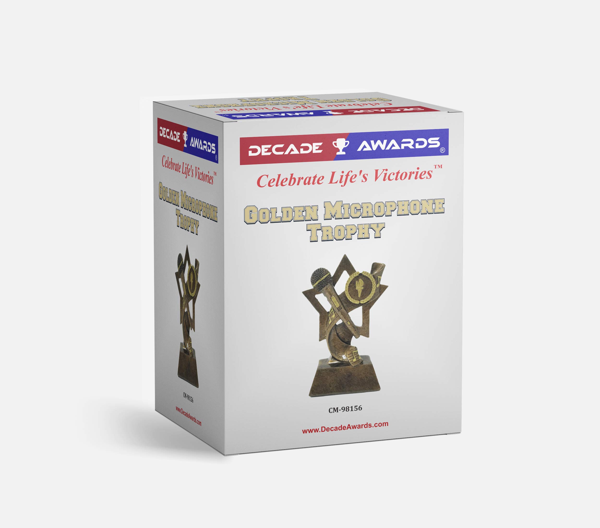 Decade Awards Microphone Trophy, Gold - Mic Drop Award - 6 Inch Tall ...