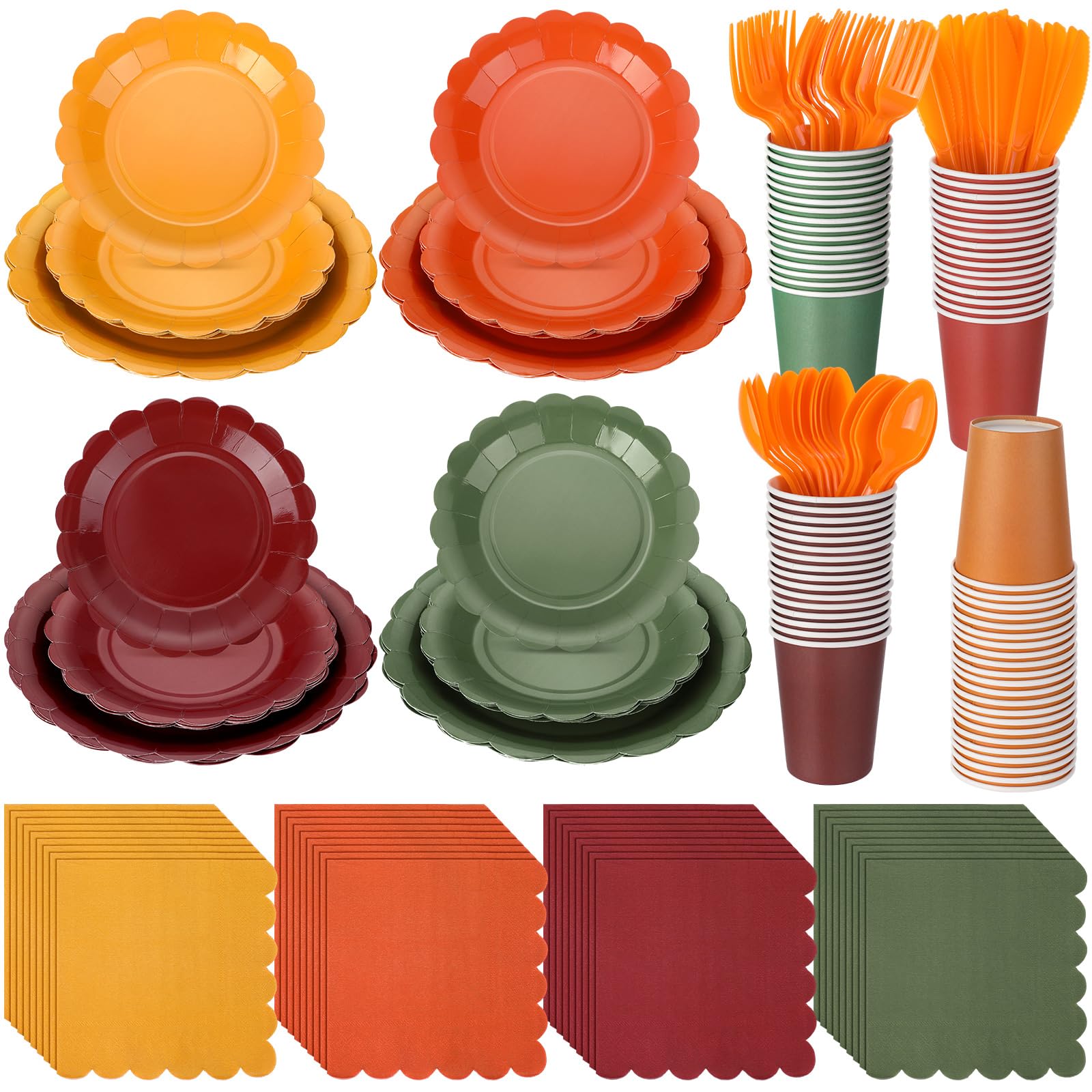Yaomiao 168 Pcs Fall Paper Plates and Napkins Fall Party Supplies ...