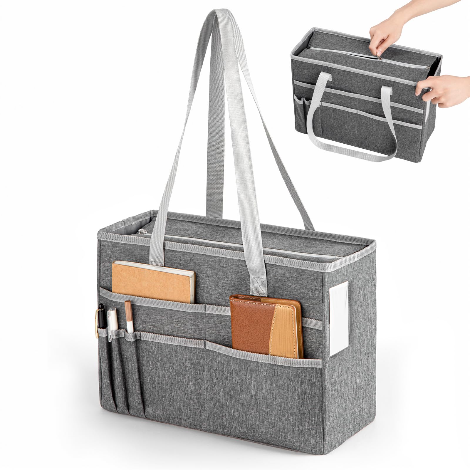 UNICITII File Organizer Box, Portable Tote Bag Hanging Filing Box ...