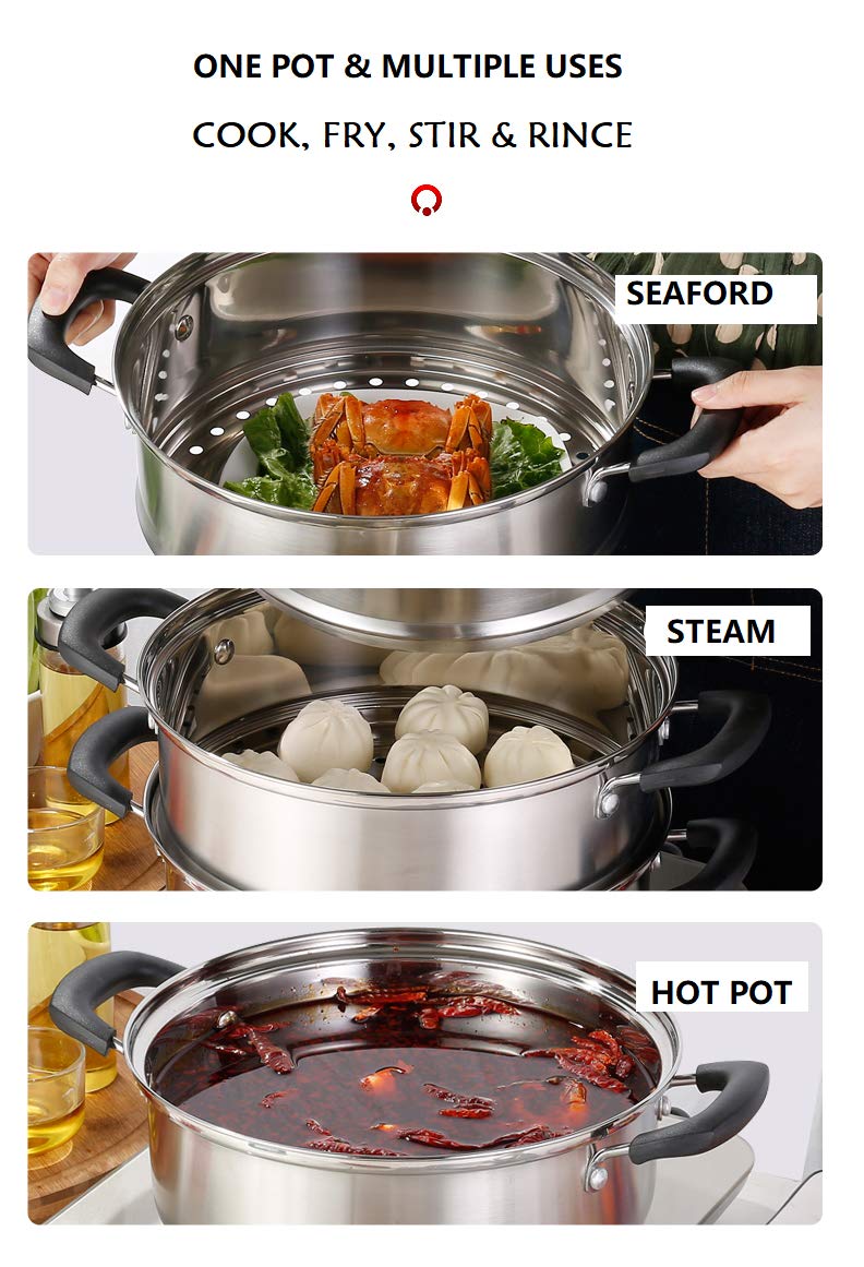 3 Tier Stainless Steel Steamer Pot For Cooking With Stackable Pan ...