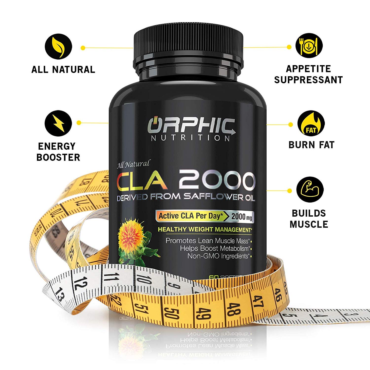 ORPHIC NUTRITION CLA Safflower Oil Supplement - Made with Safflower Oil ...