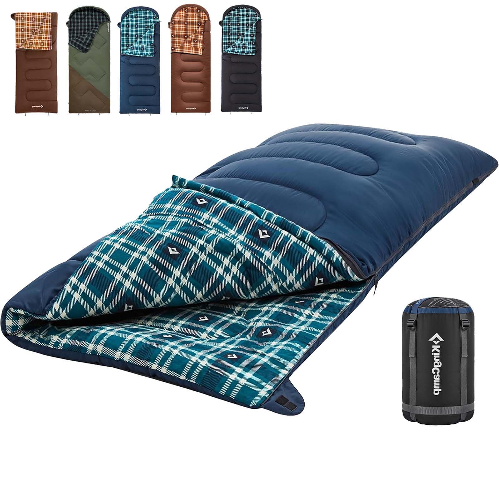 KingCamp Cotton Flannel Sleeping Bag, Envelope Sleeping Bags for Adults ...