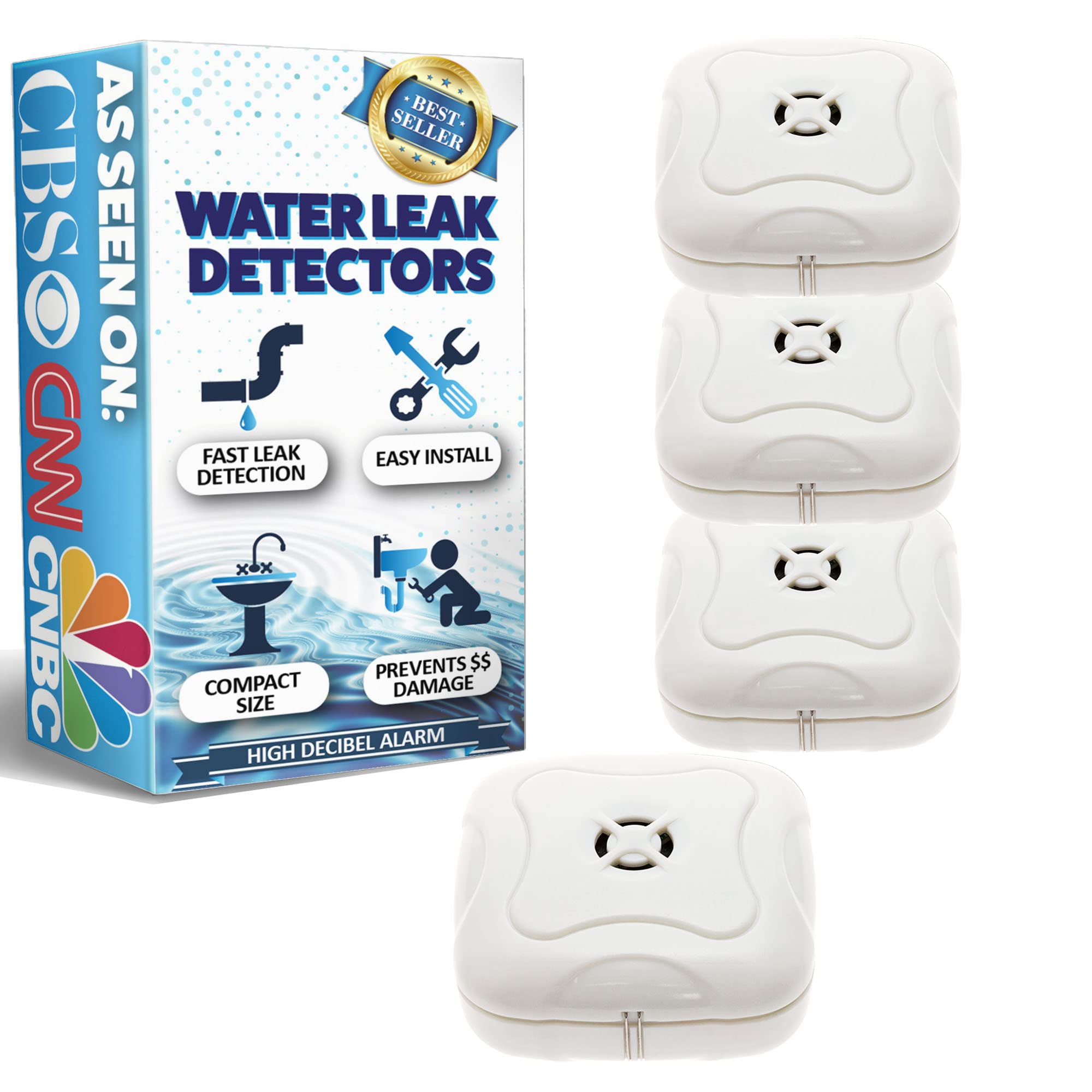 Water Leak Detector - Very Loud Water Sensor Alarm for Home, Flood ...