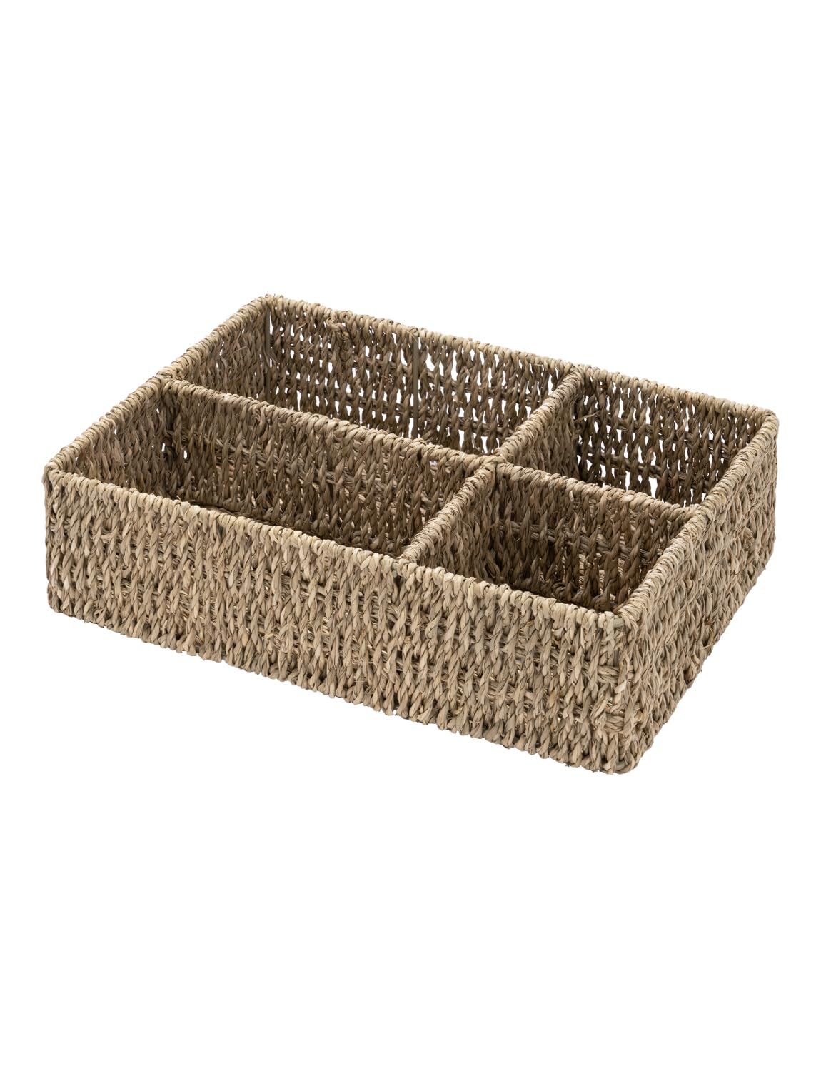 StorageWorks 4 Section Wicker Storage Basket, Rectangular Basket with ...