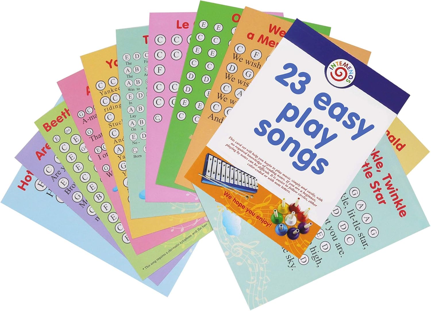 12 Cards Set with 23 Letter-Coded Sheet Music Simple Songs for Kids ...
