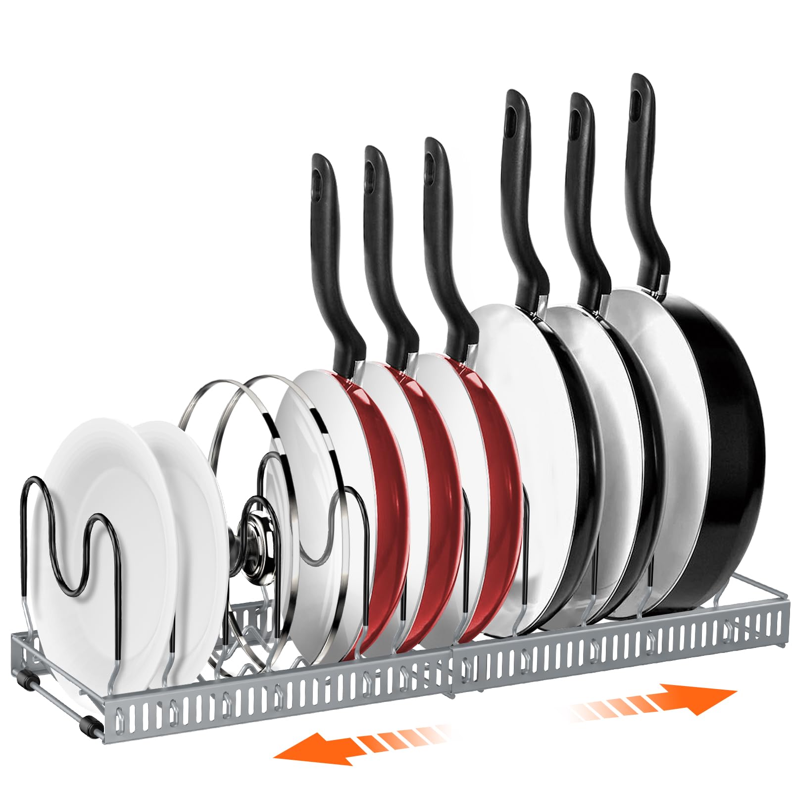 AHNR Expandable Pot and Pan Organizers Rack, 10+ Pans and Pots Lid ...