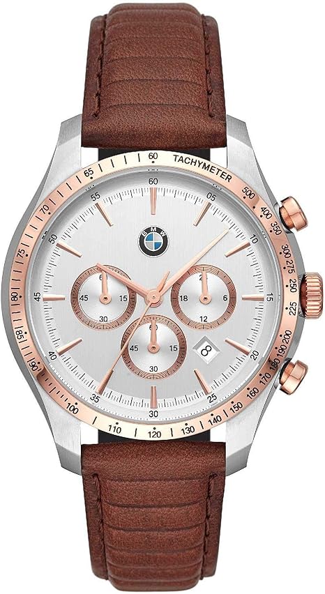 BMW Men's Watches Analog Quartz one Size Brown Leather BMW7002 : Amazon ...