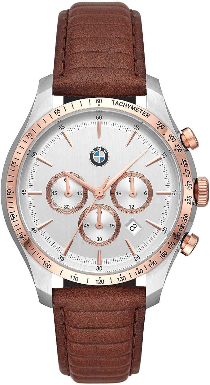 BMW Men's Watches Analog Quartz one Size Brown Leather BMW7002 : Amazon ...
