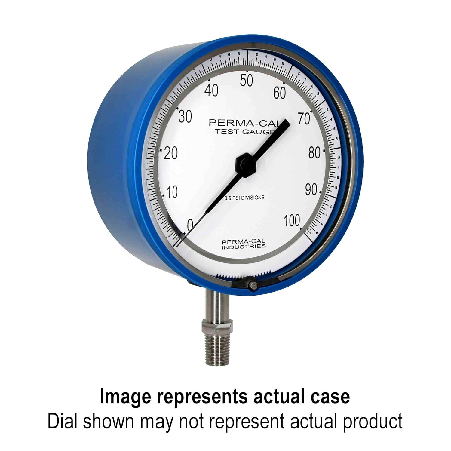Pressure Gauge, Gearless, Test, 0-5000 psi, 4.5" Dial, Blue No Flange ...