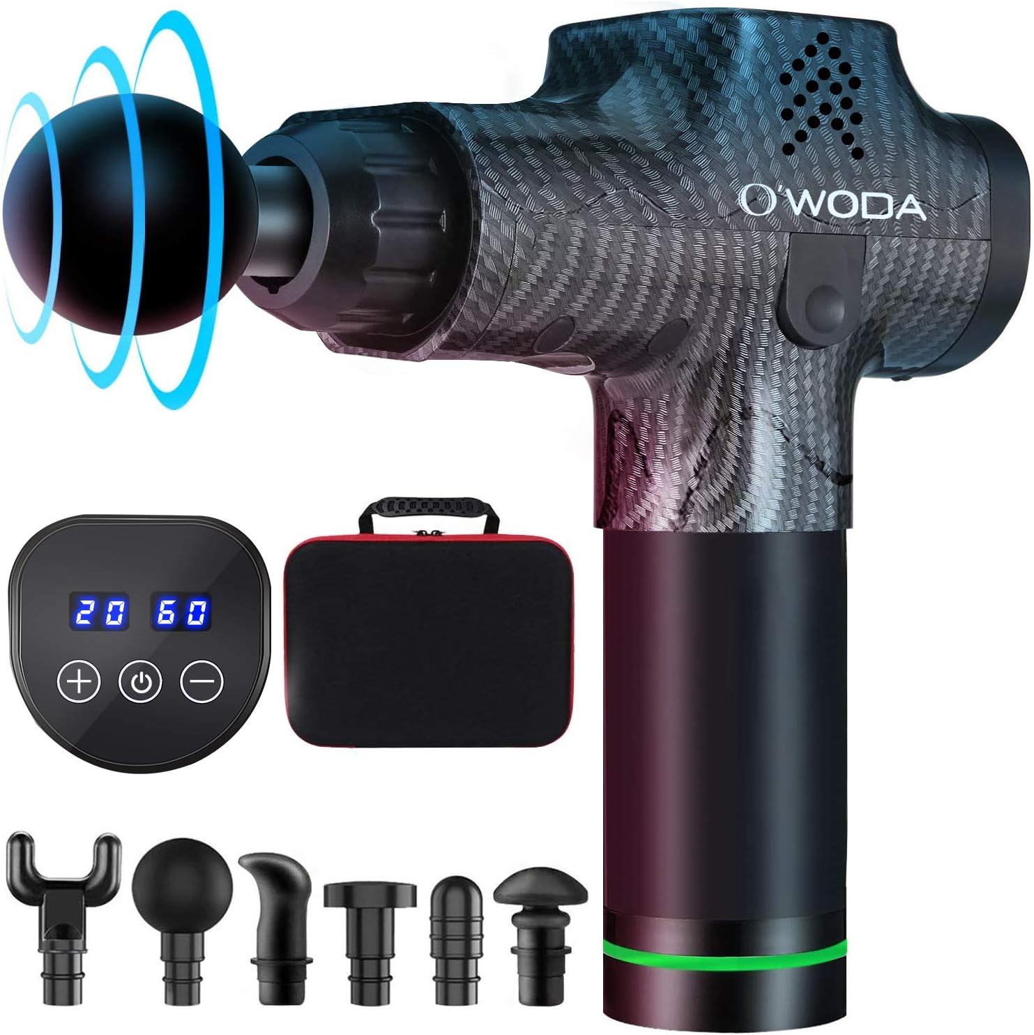 Massage Gun, Professional Handheld Deep Muscle Massager, 20 Speeds 6 ...