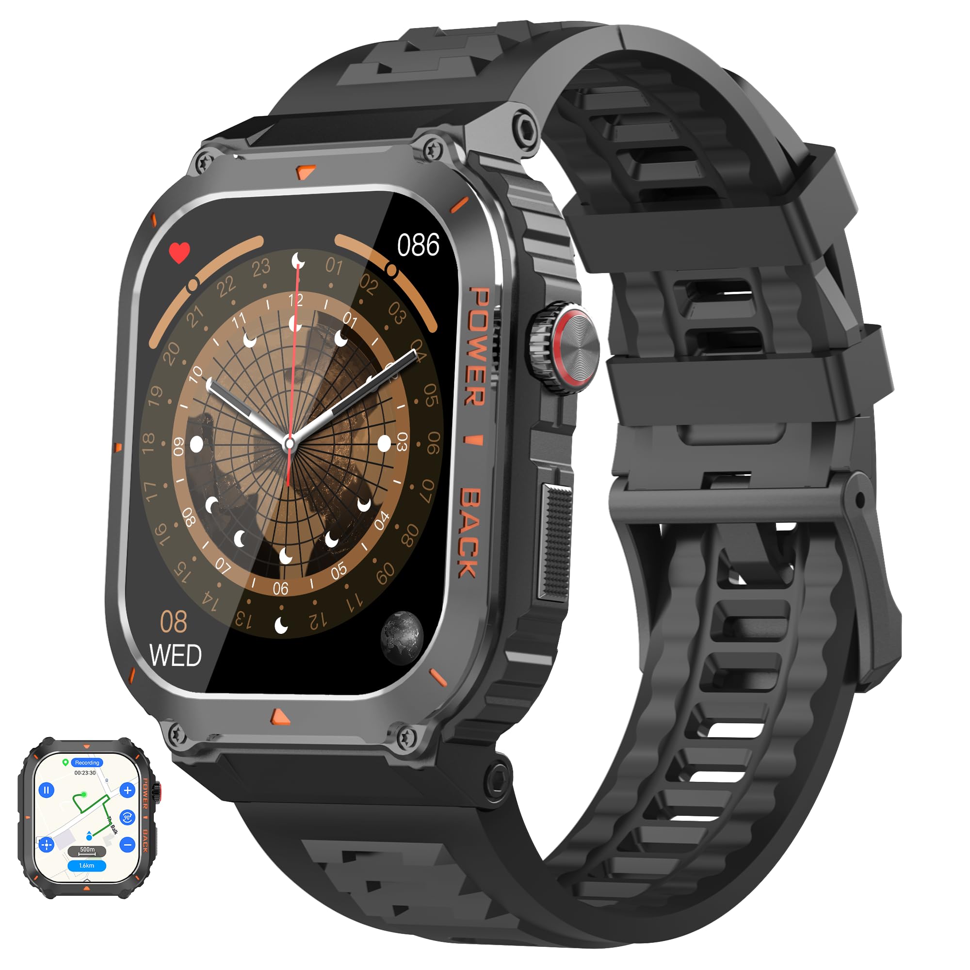 Military GPS Smart Watch for Men with Offline Map/Air Pressure/Altitude ...