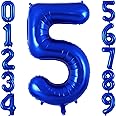 Amazon.com: Navy Blue Number 5 Balloon 40 Inch, Big Large Foil Dark ...