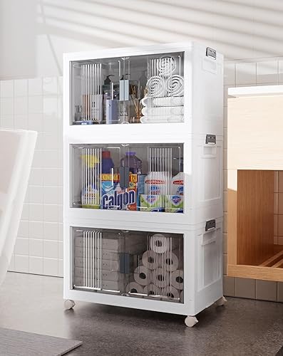OlarHike 23QT Storage Bins with Lids - Folding Storage box with Doors ...