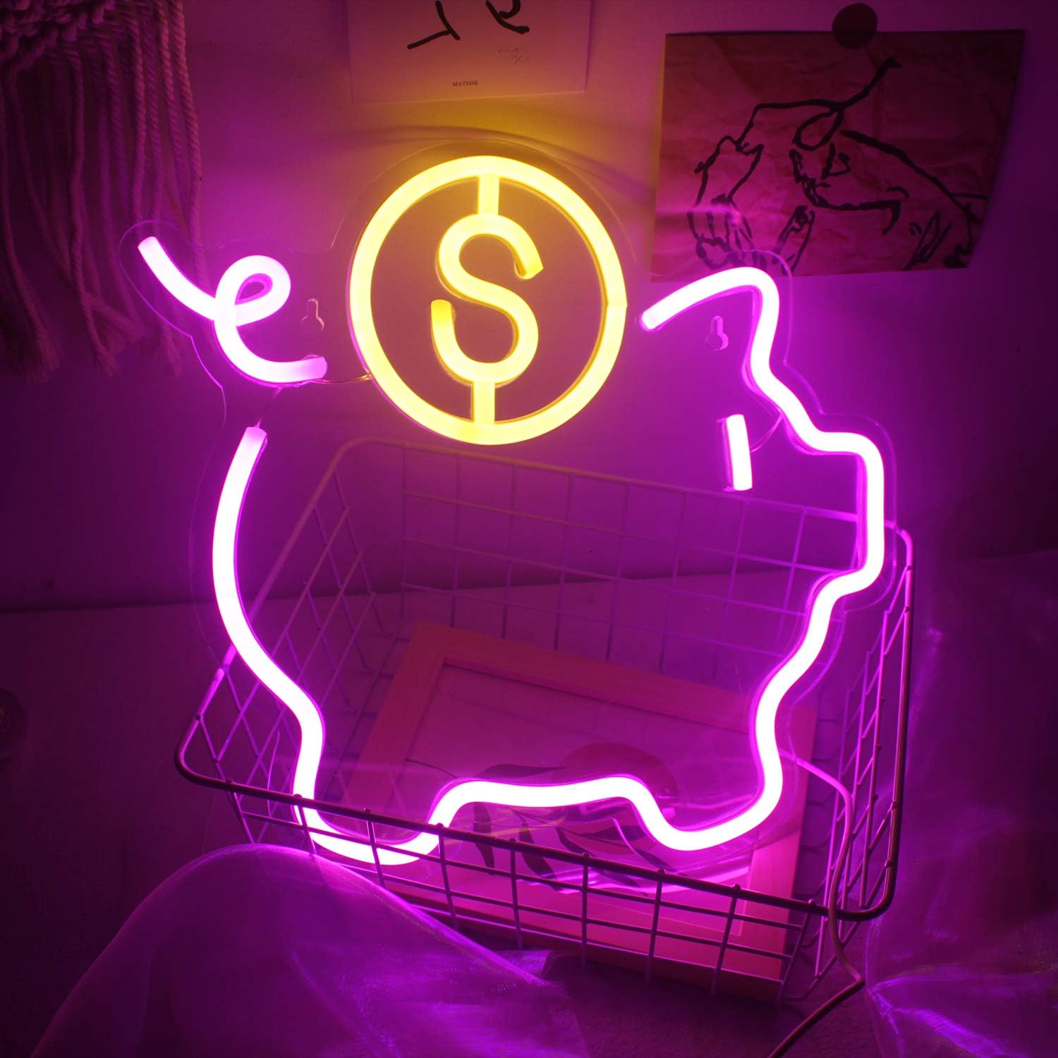 ineonlife Pink Piggy Bank Neon Signs Neon Lights LED Neon Signs for ...