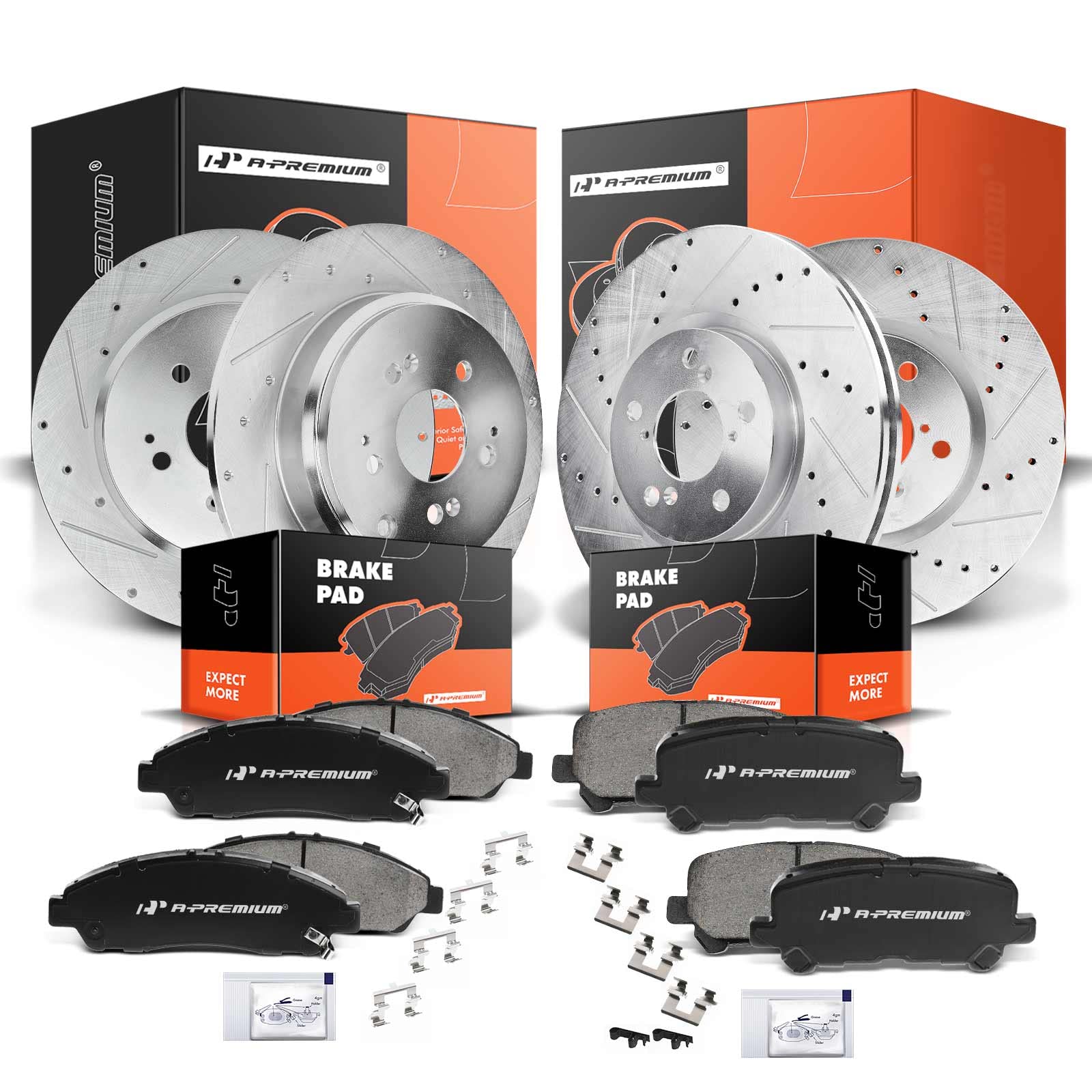A-Premium Front & Rear Drilled and Slotted Disc Brake Rotors Ceramic ...
