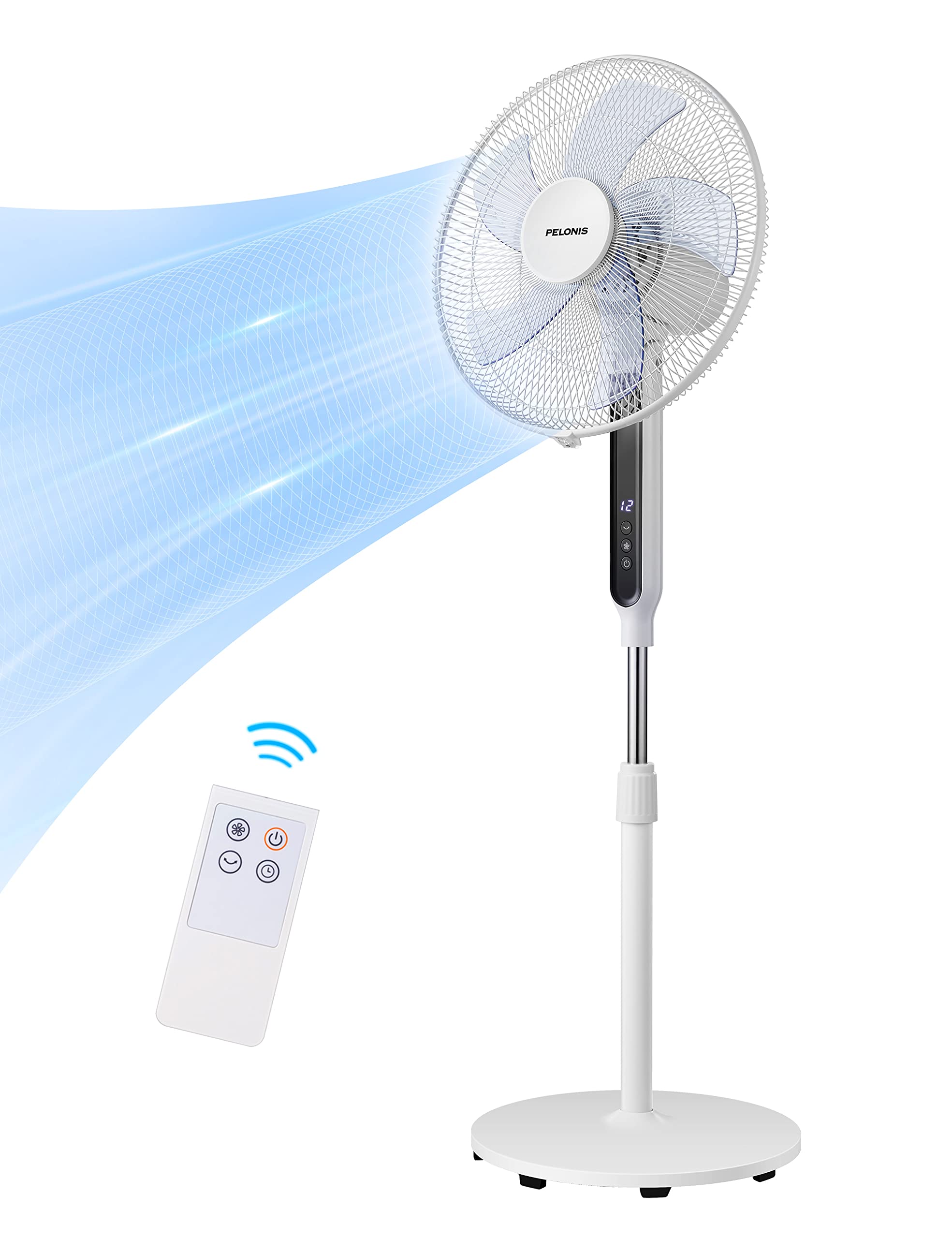 PELONIS 16" Oscillating Pedestal Stand Up Fan | Adjustable Height ...