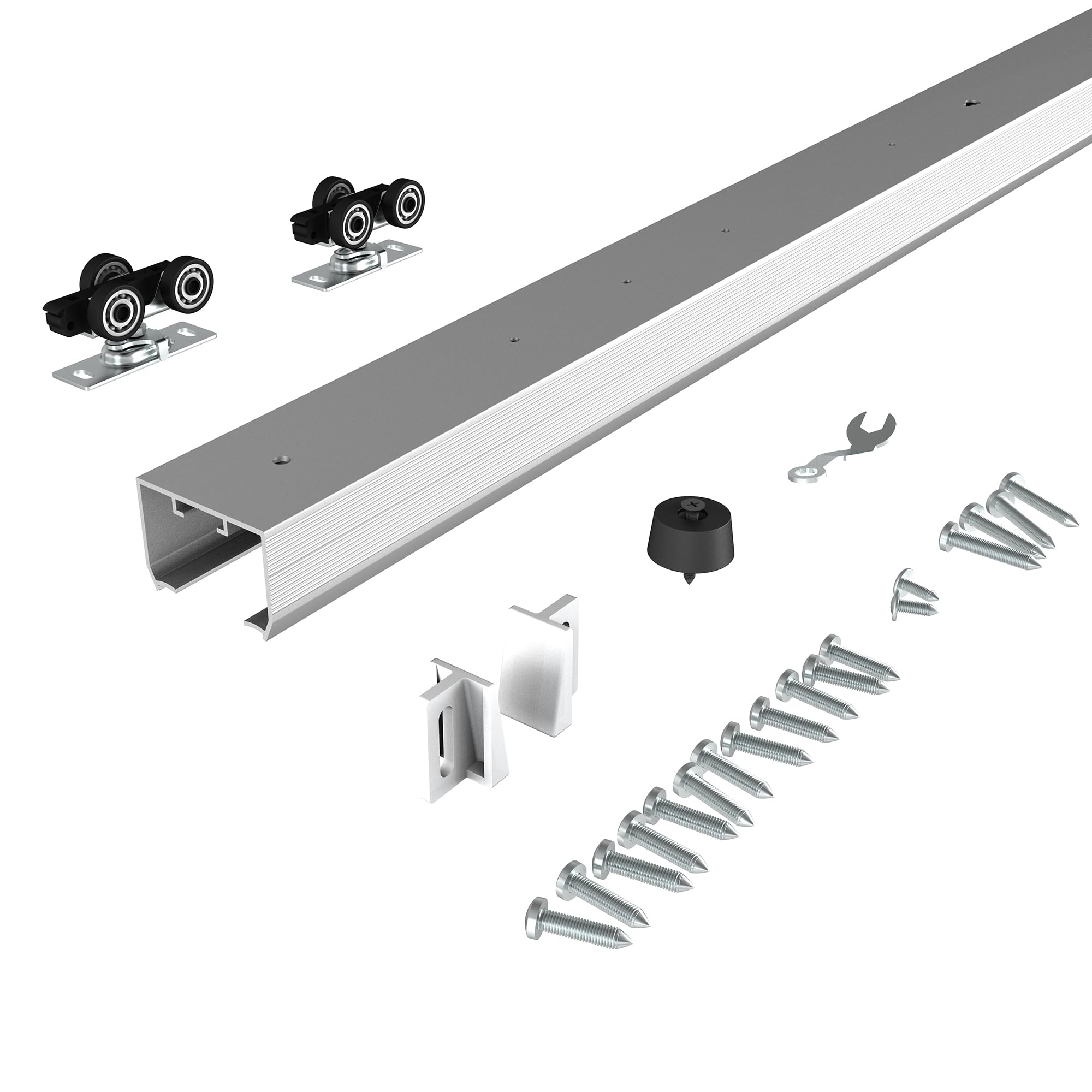 JUBEST 8FT Commercial Grade Pocket Door Hardware and Track Set, Sliding ...