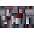 Amazon.com: Masada Rugs, Modern Contemporary Mat Area Rug, Red Grey ...