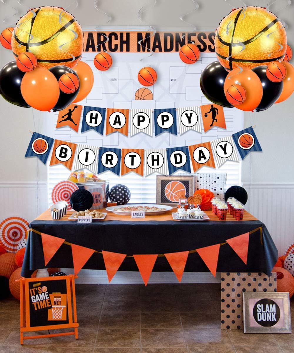 Basketball Party Decorations Includes Hanging Swirl, Happy Birthday ...