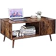 Amazon.com: SUPER DEAL Coffee Table with Storage Shelf, Mid-Century 2 ...