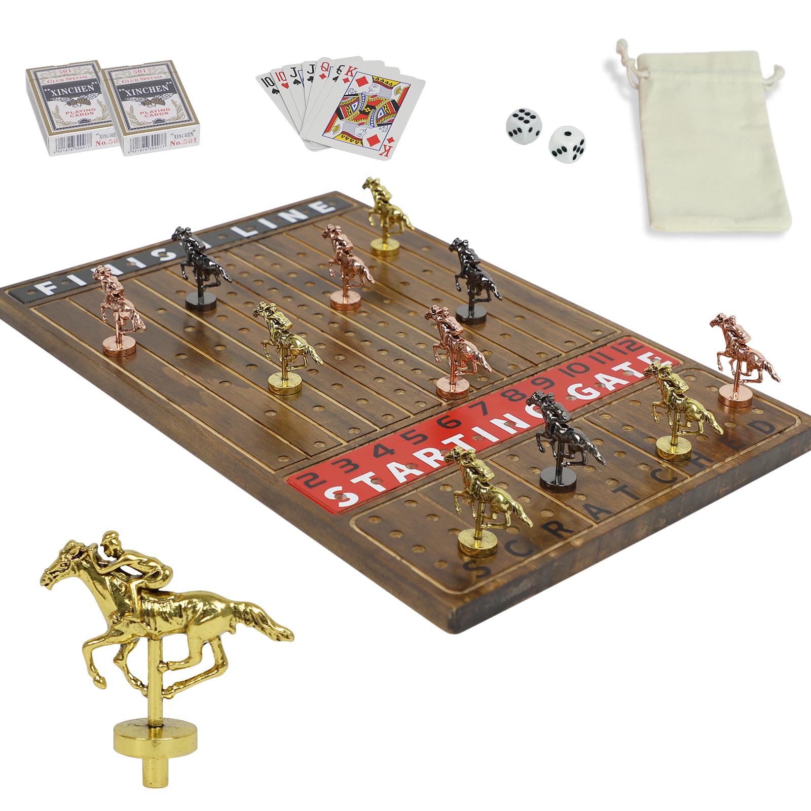 HOROW Metal Horse Racing Board Game Card Board Game Finish Line Luxury ...