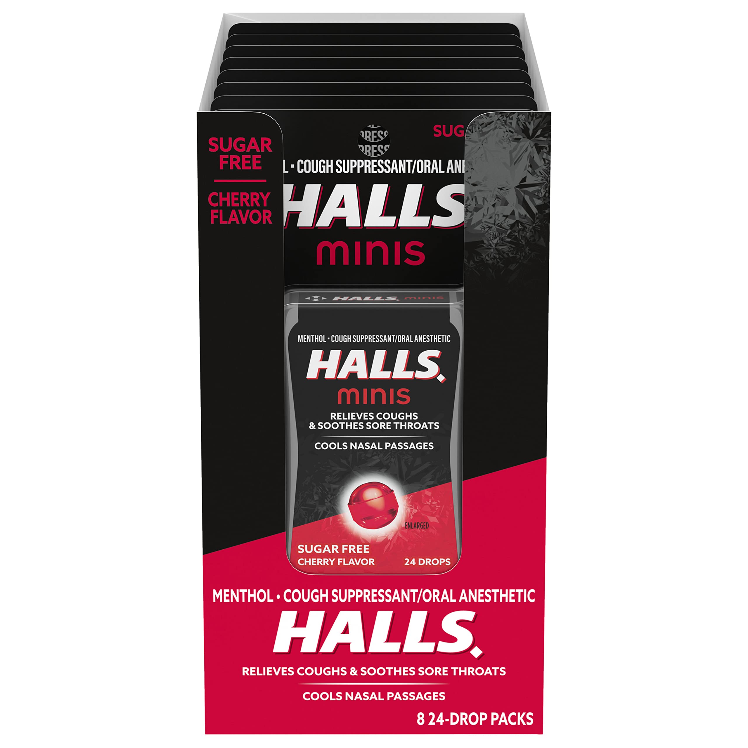 Mua HALLS Minis Cherry Flavor Sugar Free Cough Drops, 8 Packs of 24 ...