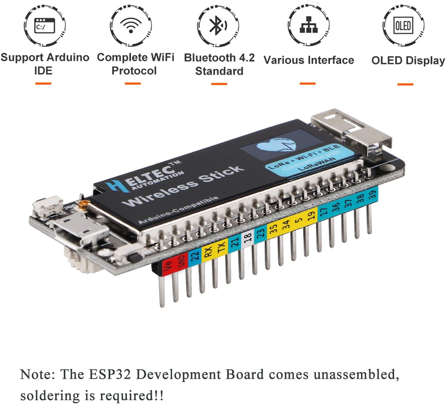 MakerHawk ESP32 Lora Module ESP32 Oled SX1276 868 915 MHZ Development ...