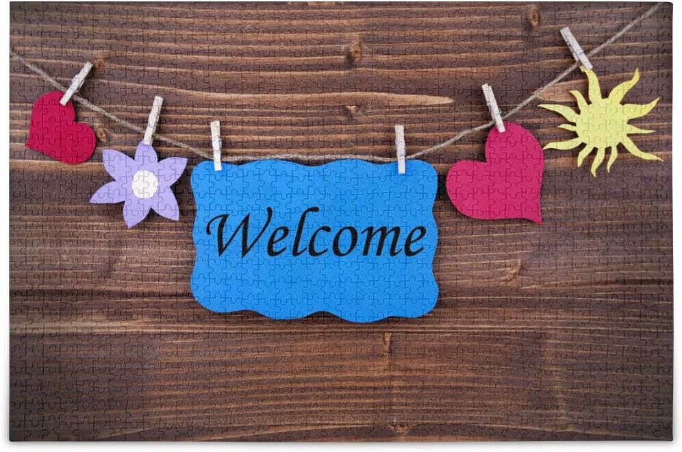 Mnsruu 1000pcs Jigsaw Puzzle Welcome On A Blue Label Puzzles for Adults ...