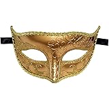 Amazon.com: Crescent Silver Venetian Mask Mardi Masquerade Halloween ...