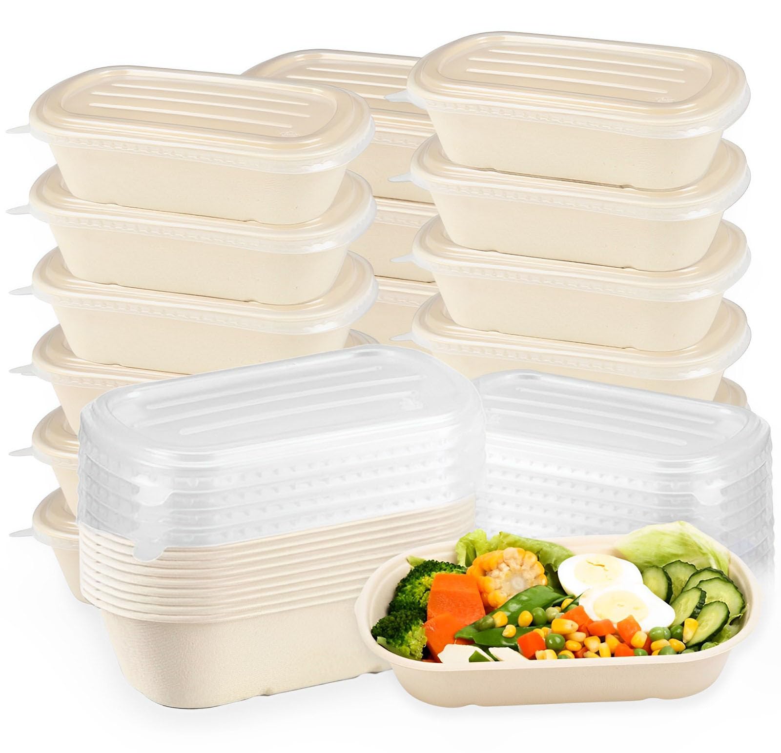 Cheardia 50 Pack Take Out Food Containers with PP Lid, 23 oz Disposable ...